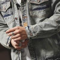 China Washed Long Sleeve Lapel Collar biker jacket wholesale Vintage Color Polyester 19% Custom (JK527) for sale