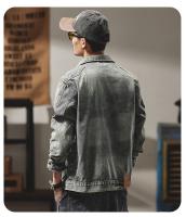 China Washed Long Sleeve Lapel Collar biker jacket wholesale Vintage Color Polyester 19% Custom (JK527) for sale
