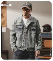China Washed Long Sleeve Lapel Collar biker jacket wholesale Vintage Color Polyester 19% Custom (JK527) for sale