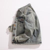 China Daily Washed Long Sleeve mens denim jacket wholesale Lapel Collar Vintage Color Custom (JK527) for sale