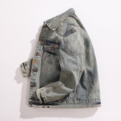 China Daily Washed Long Sleeve mens denim jacket wholesale Lapel Collar Vintage Color Custom (JK527) for sale