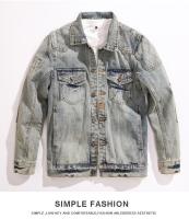 China Daily Washed Long Sleeve mens denim jacket wholesale Lapel Collar Vintage Color Custom (JK527) for sale