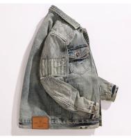 China Daily Washed Long Sleeve mens denim jacket wholesale Lapel Collar Vintage Color Custom (JK527) for sale