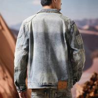China Windproof Fabric Hem Stone Wash mens denim jacket wholesale Long Sleeve Lapel Collar Custom (JK527) for sale