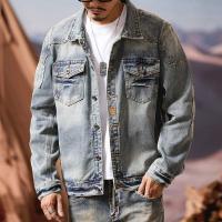 China Windproof Fabric Hem Stone Wash mens denim jacket wholesale Long Sleeve Lapel Collar Custom (JK527) for sale