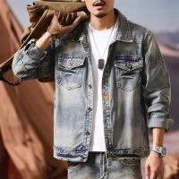 China Windproof Fabric Hem Stone Wash mens denim jacket wholesale Long Sleeve Lapel Collar Custom (JK527) for sale