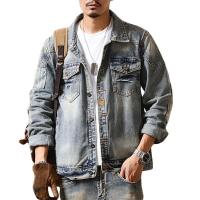 China Windproof Fabric Hem Stone Wash mens denim jacket wholesale Long Sleeve Lapel Collar Custom (JK527) for sale