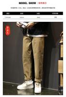 China Khaki Daily Washed cargo pants wholesale price Mid Waist Breathable Custom (HY607) for sale
