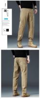 China Regular Khaki Daily Washed cargo pants wholesale price Mid Waist Solid Color Custom (HY607) for sale