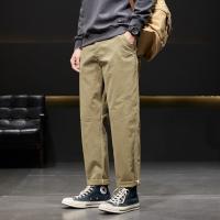 China Youth Trend Khaki Daily Washed cargo pants wholesale price Mid Waist Solid Color Custom (HY607) for sale