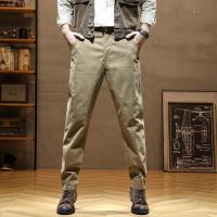 China Urban Fashion Khaki Daily Washed cargo pants wholesale price Mid Waist Solid Color Custom (HY607) for sale