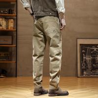 China Urban Fashion Khaki Daily Washed cargo pants wholesale price Mid Waist Solid Color Custom (HY607) for sale