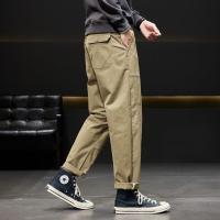 China Khaki Dark Grey Daily Washed Mid Waist cargo pants wholesale price Solid Color Youth Trend Custom (HY606) for sale