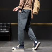 China Khaki Dark Grey Daily Washed Mid Waist cargo pants wholesale price Solid Color Youth Trend Custom (HY606) for sale