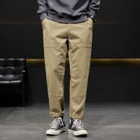 China Khaki Dark Grey Daily Washed Mid Waist cargo pants wholesale price Solid Color Youth Trend Custom (HY606) for sale