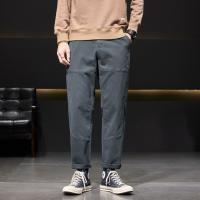 China Khaki Dark Grey Daily Washed Mid Waist cargo pants wholesale price Solid Color Youth Trend Custom (HY606) for sale