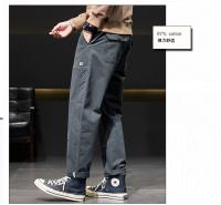 China Khaki Dark Grey Daily Washed Mid Waist cargo pants wholesale price Solid Color Youth Trend Custom (HY606) for sale