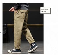 China Khaki Dark Grey Daily Washed Mid Waist cargo pants wholesale price Solid Color Youth Trend Custom (HY606) for sale