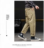 China Khaki Dark Grey Daily Washed Mid Waist cargo pants wholesale price Solid Color Youth Trend Custom (HY606) for sale