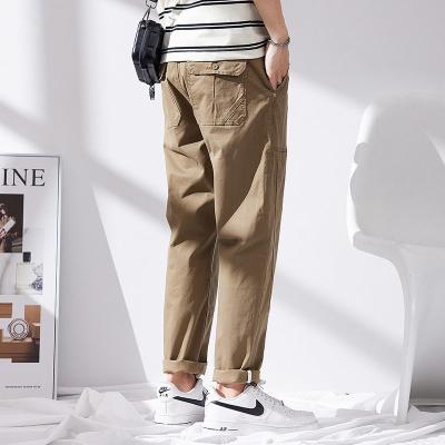 China Dark Grey Khaki Regular Daily Washed Mid Waist jogger pants wholesale Urban Fashion Slight Stretch Custom (HY606) for sale