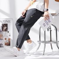 China Dark Grey Khaki Regular Daily Washed Mid Waist jogger pants wholesale Urban Fashion Slight Stretch Custom (HY606) for sale
