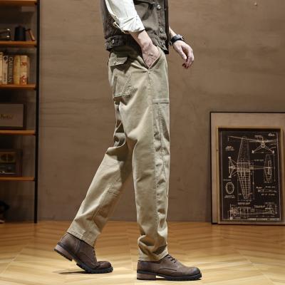 China Khaki Dark Grey Daily Washed Mid Waist jogger pants wholesale Breathable Solid Color Custom (HY606) for sale