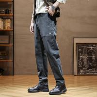 China Khaki Dark Grey Daily Washed Mid Waist jogger pants wholesale Breathable Solid Color Custom (HY606) for sale