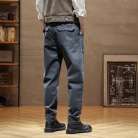 China Khaki Dark Grey Daily Washed Mid Waist jogger pants wholesale Breathable Solid Color Custom (HY606) for sale