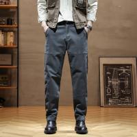 China Khaki Dark Grey Daily Washed Mid Waist jogger pants wholesale Breathable Solid Color Custom (HY606) for sale