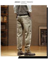 China Khaki Dark Grey Daily Washed Mid Waist jogger pants wholesale Breathable Solid Color Custom (HY606) for sale
