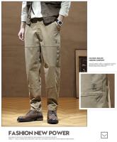 China Khaki Dark Grey Daily Washed Mid Waist jogger pants wholesale Breathable Solid Color Custom (HY606) for sale