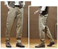 China Khaki Dark Grey Daily Washed Mid Waist jogger pants wholesale Breathable Solid Color Custom (HY606) for sale