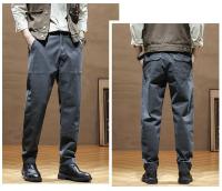 China Khaki Dark Grey Daily Washed Mid Waist jogger pants wholesale Breathable Solid Color Custom (HY606) for sale