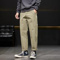 China #1154 Daily Washed Mid Waist jogger pants wholesale Khaki Navy Solid Color Custom (HY604) for sale