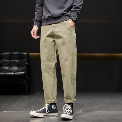 China #1154 Daily Washed Mid Waist jogger pants wholesale Khaki Navy Solid Color Custom (HY604) for sale