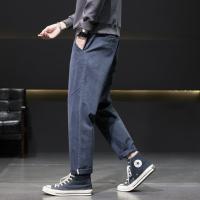 China #1154 Daily Washed Mid Waist jogger pants wholesale Khaki Navy Solid Color Custom (HY604) for sale