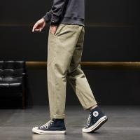 China #1154 Daily Washed Mid Waist jogger pants wholesale Khaki Navy Solid Color Custom (HY604) for sale