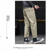 China #1154 Daily Washed Mid Waist jogger pants wholesale Khaki Navy Solid Color Custom (HY604) for sale