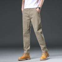 China #5419 Daily Washed Mid Waist mens pants wholesale Blue Khaki Solid Color Custom (HY604) for sale
