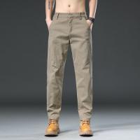 China #5419 Daily Washed Mid Waist mens pants wholesale Blue Khaki Solid Color Custom (HY604) for sale