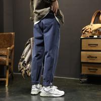 China #8476 Daily Washed Mid Waist jogger pants wholesale Khaki Navy Breathable Custom (HY604) for sale