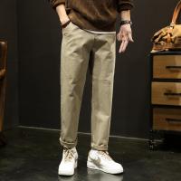 China #8476 Daily Washed Mid Waist jogger pants wholesale Khaki Navy Breathable Custom (HY604) for sale