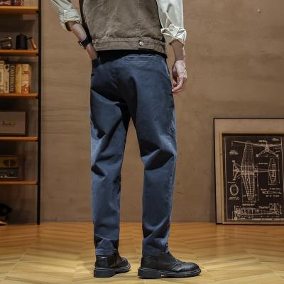 China #8973 Daily Washed Mid Waist jogger pants wholesale Khaki Navy Solid Color Custom (HY604) for sale