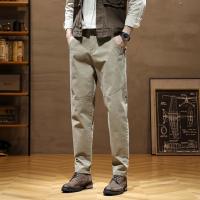 China #8973 Daily Washed Mid Waist jogger pants wholesale Khaki Navy Solid Color Custom (HY604) for sale