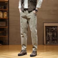 China #8973 Daily Washed Mid Waist jogger pants wholesale Khaki Navy Solid Color Custom (HY604) for sale