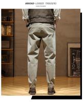 China #8973 Daily Washed Mid Waist jogger pants wholesale Khaki Navy Solid Color Custom (HY604) for sale
