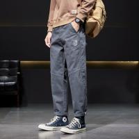 China #1094 Daily Washed Mid Waist mens pants wholesale Khaki Grey Youth Trend Custom (HY603) for sale