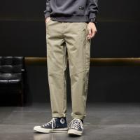China #1094 Daily Washed Mid Waist mens pants wholesale Khaki Grey Youth Trend Custom (HY603) for sale