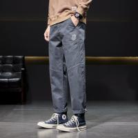 China #1094 Daily Washed Mid Waist mens pants wholesale Khaki Grey Youth Trend Custom (HY603) for sale