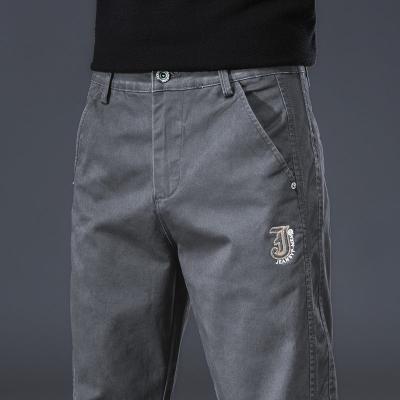 China Regular Daily Washed Mid Waist jogger pants wholesale Khaki Grey Solid Color Custom (HY603) for sale